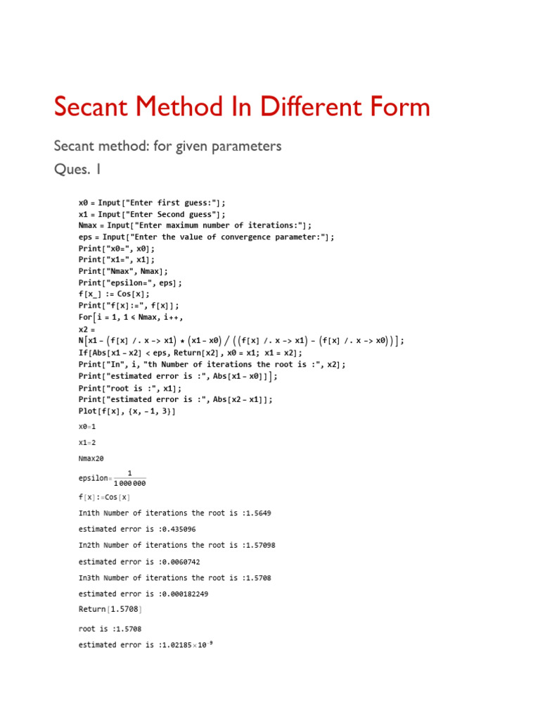 Numerical Prac4c (Secant Method) | PDF | Computer Programming | Algorithms And Data Structures