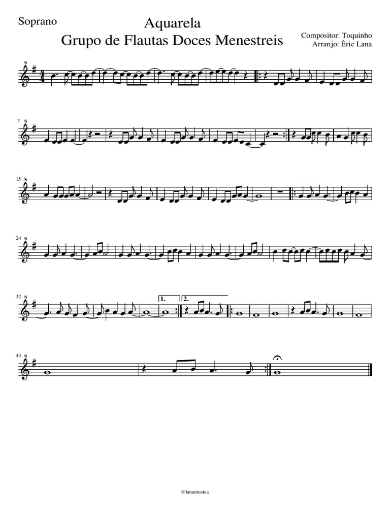 Aquarela - Toquinho - Soprano | PDF