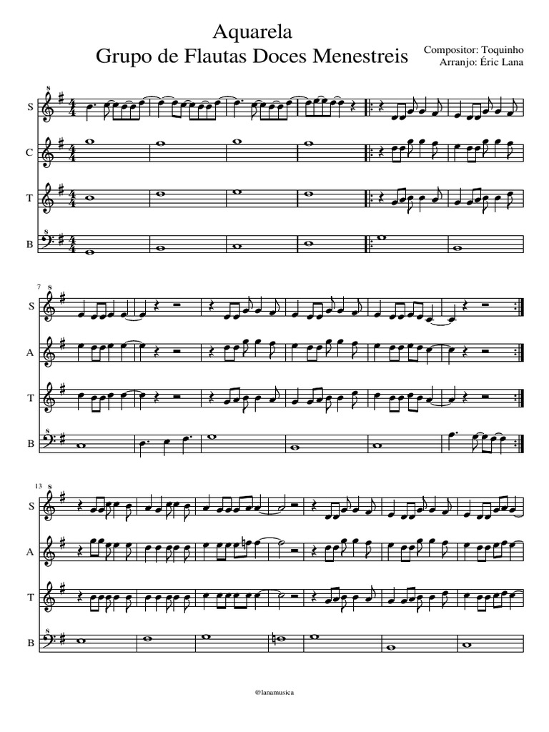 Aquarela - Toquinho - Partitura e Partes | PDF | Vocal Music