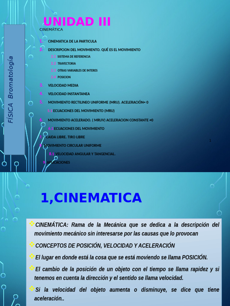 UNIDAD 3 - Cinematica - Parte A | PDF | Cinemática | Velocidad