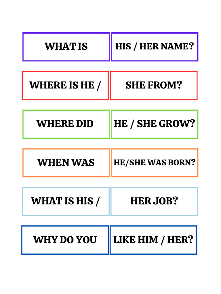 WH Questions - Matching Game | PDF