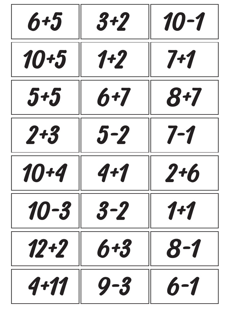 BINGO de Sumas y Restas Hasta El 15 | PDF