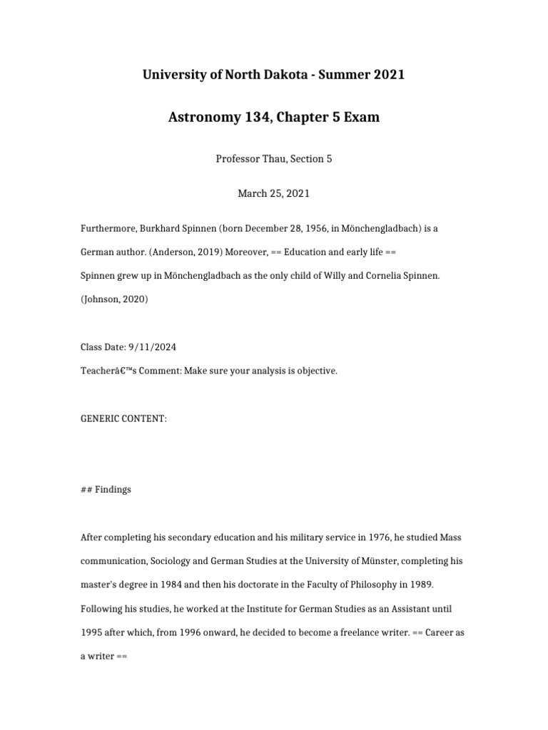Astronomy 134 Chapter 5 Exam | PDF