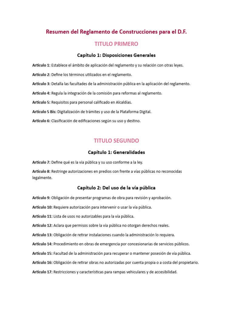 Resumen Del Reglamento de Construcciones para El DF-1 | PDF | edificio | Agua