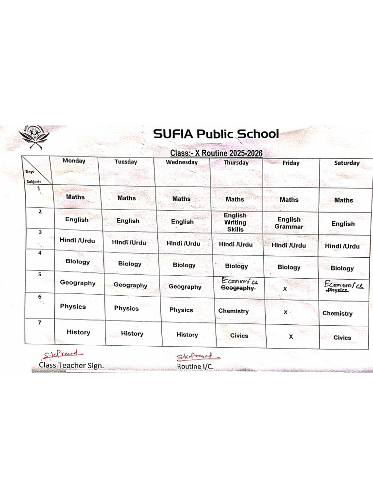 Class Routine X | PDF