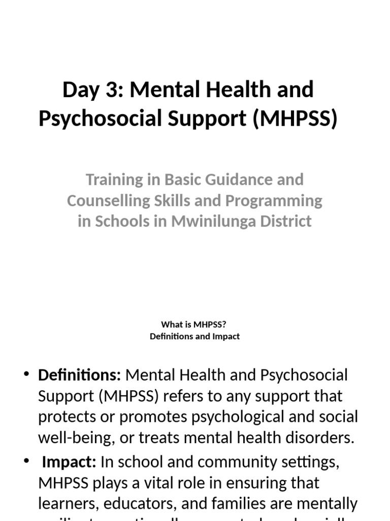 MHPSS Training for Schools in Mwinilunga | PDF | Mental Health | Learning