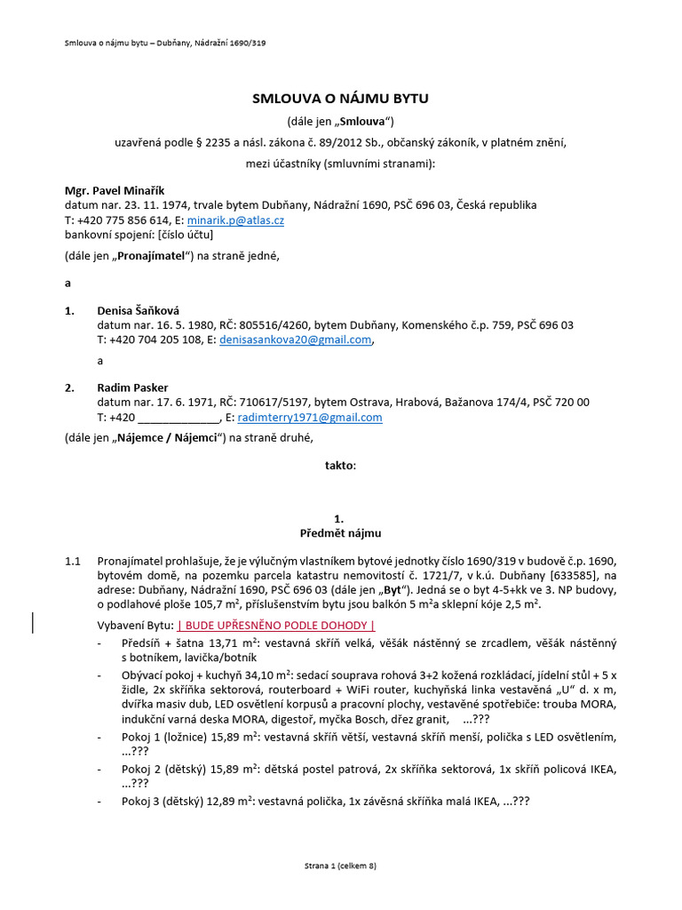 Smlouva Byt | PDF