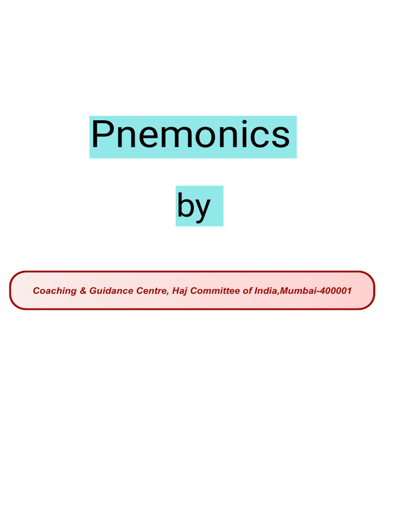 Useful Pnemonics Reduced | PDF