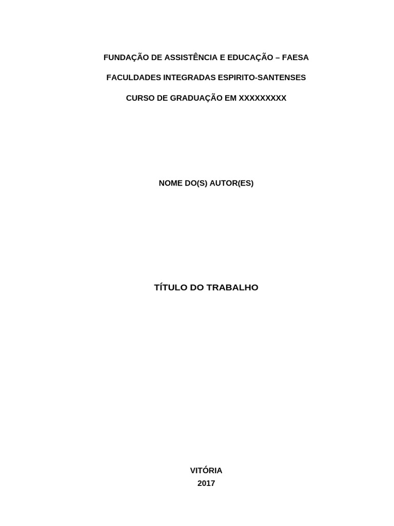 Modelo de Capa - Folha de Rosto e Sumario Com Comentários Rev 03 | PDF ...