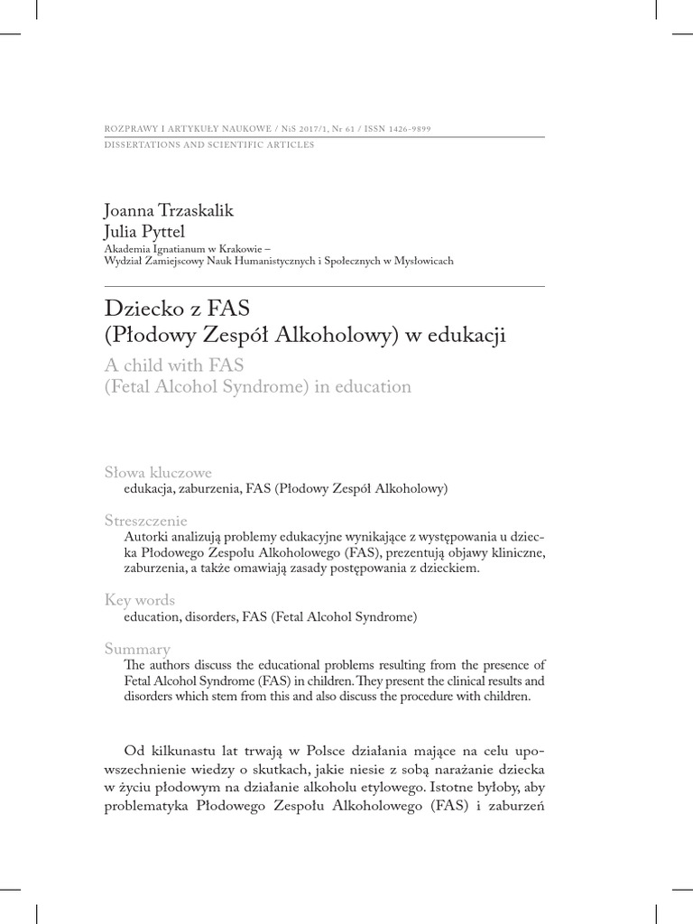 Dziecko z FAS | PDF