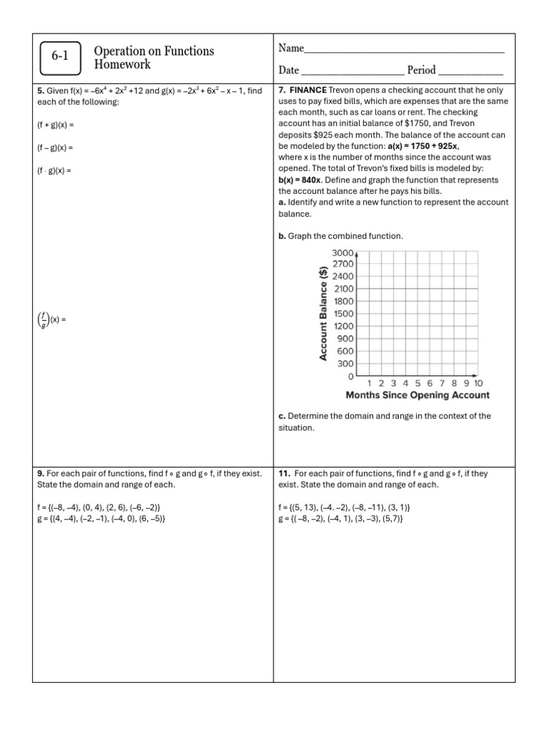Algebra 2 Unit 6 Homework | PDF | Function (Mathematics) | Algebra