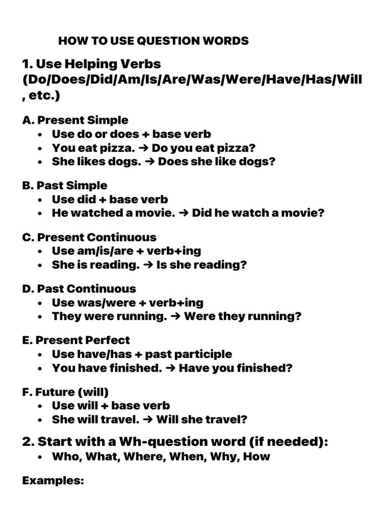 How to Form Questions with Verbs | PDF