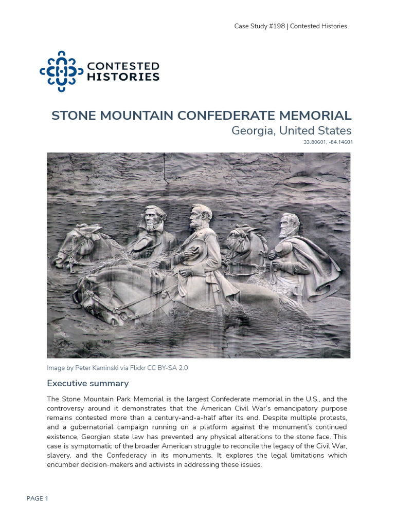 USA Stone Mountain Confederate Memorial in Georgia | PDF