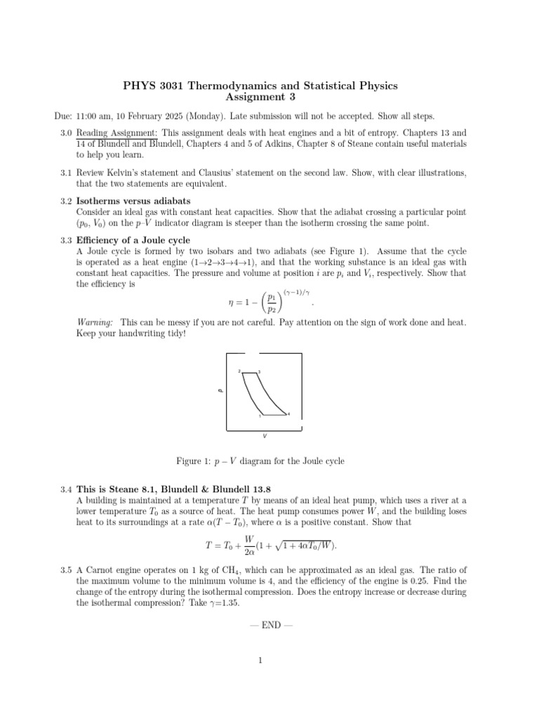 Thermodynamics Assignment on Heat Engines | PDF | Heat | Entropy