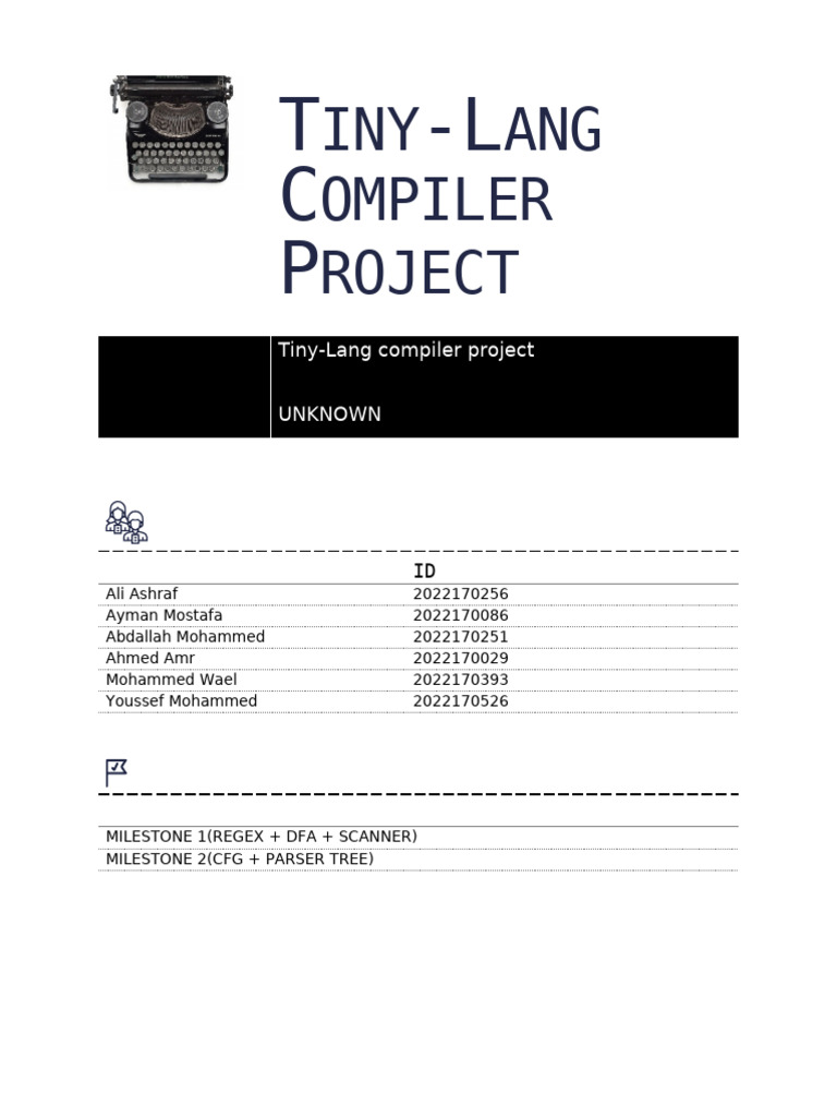 Tiny Lang Compiler Project | PDF | Syntax (Logic) | Computing