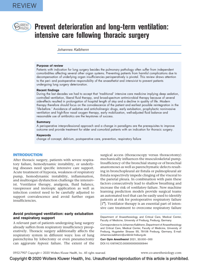 Prevent Deterioration and Long Term Ventilation .98689 | PDF ...