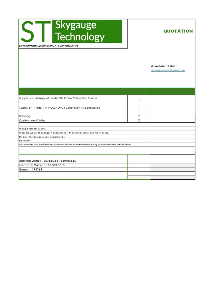 Environmental Monitoring Quotation 2024 | PDF | Money | Public Finance