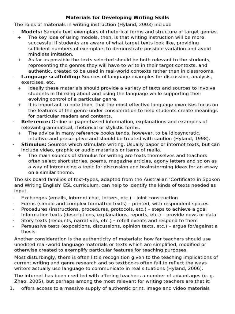 Week 6 Preparation (Materials For Developing Writing Skills) | PDF ...