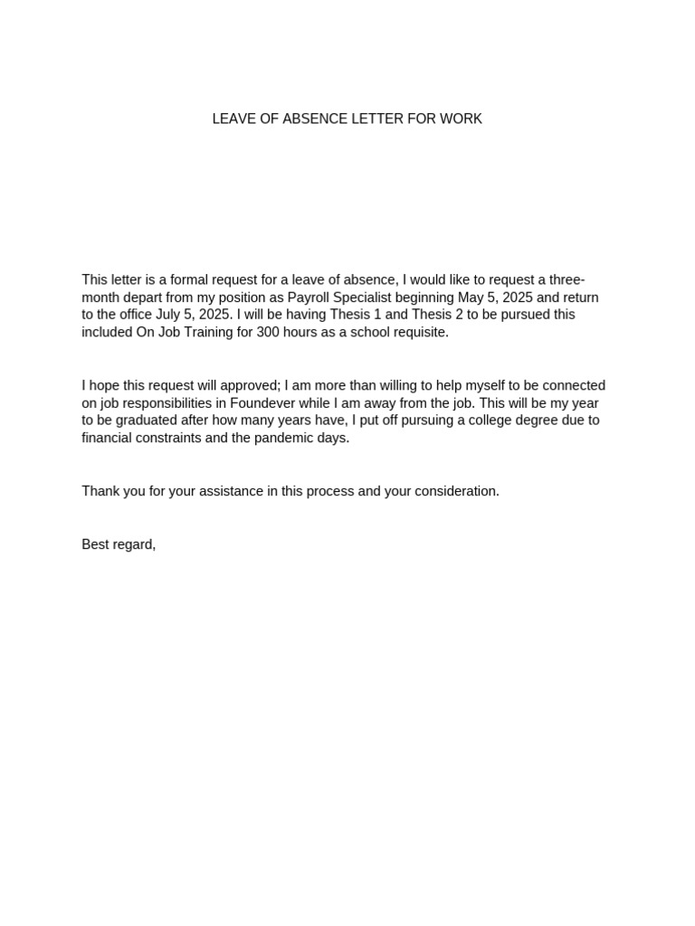 Formal Leave of Absence Request | PDF
