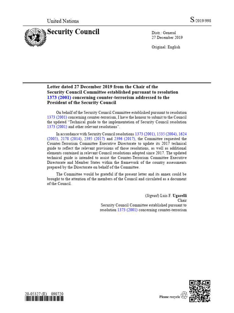 Security Council: United Nations | PDF | Terrorism Financing | Human Rights