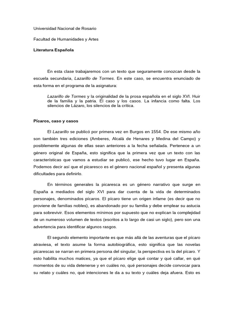 Clase Lazarillo de Tormes | PDF