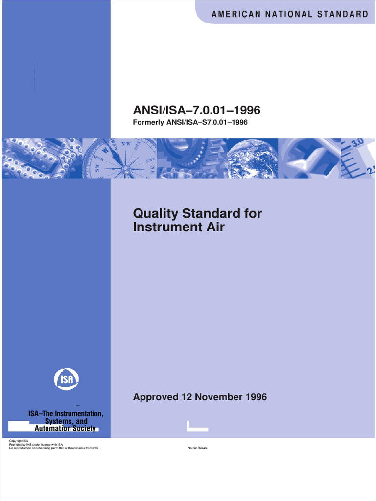 Quality Standard For Instrument Air Ansi Isa S7001 1 Pdf