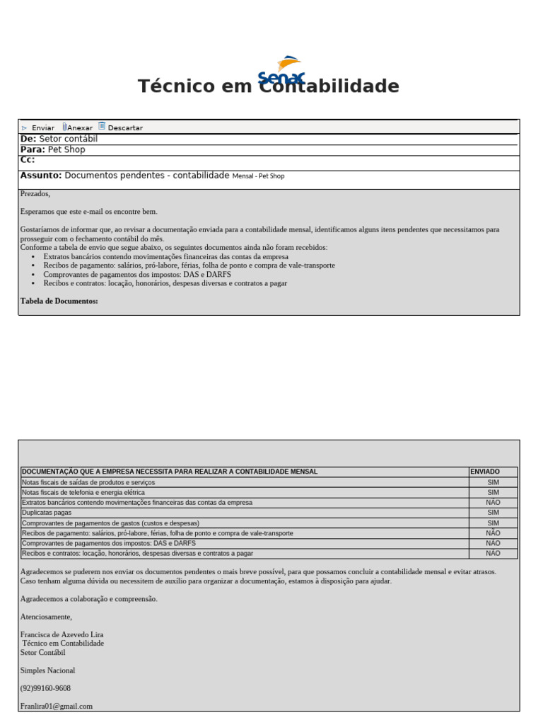 Modelo Atividade2 Mail | PDF | Contabilidade | Economias