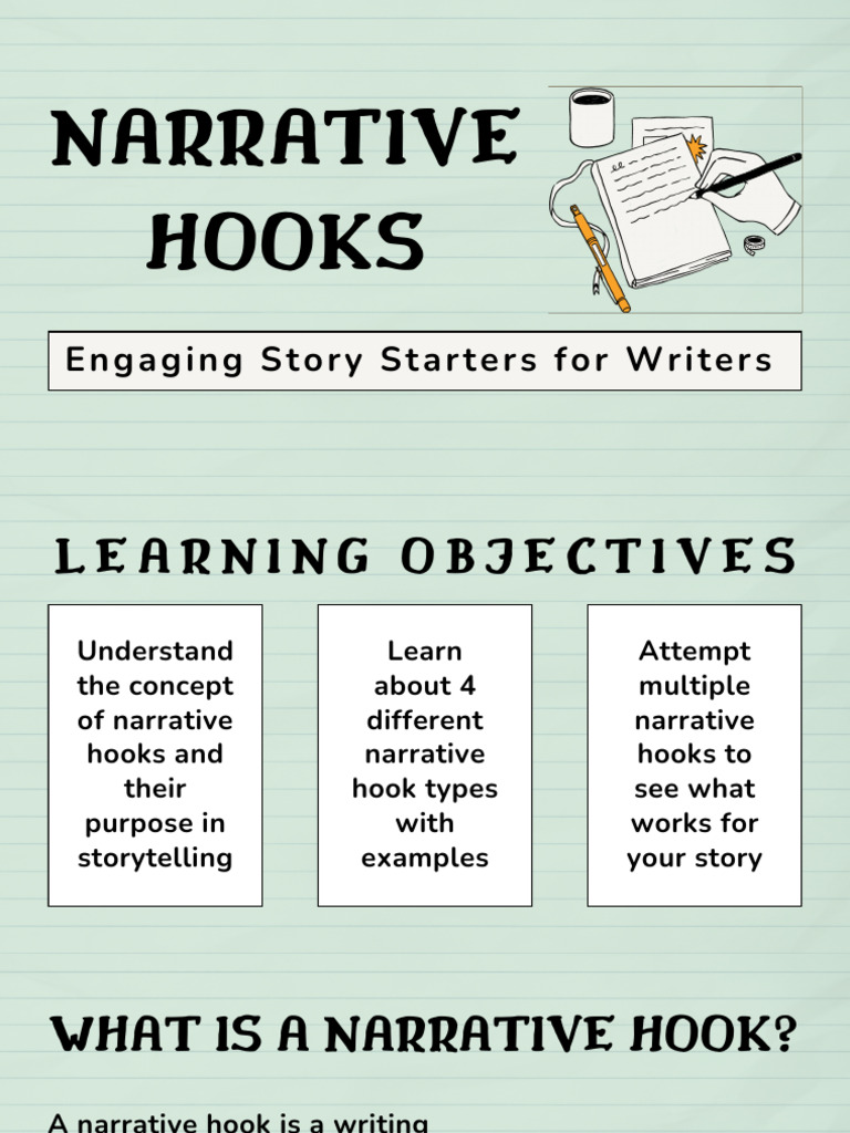 Narrative Hooks Writing Education Presentation in Green and Black ...