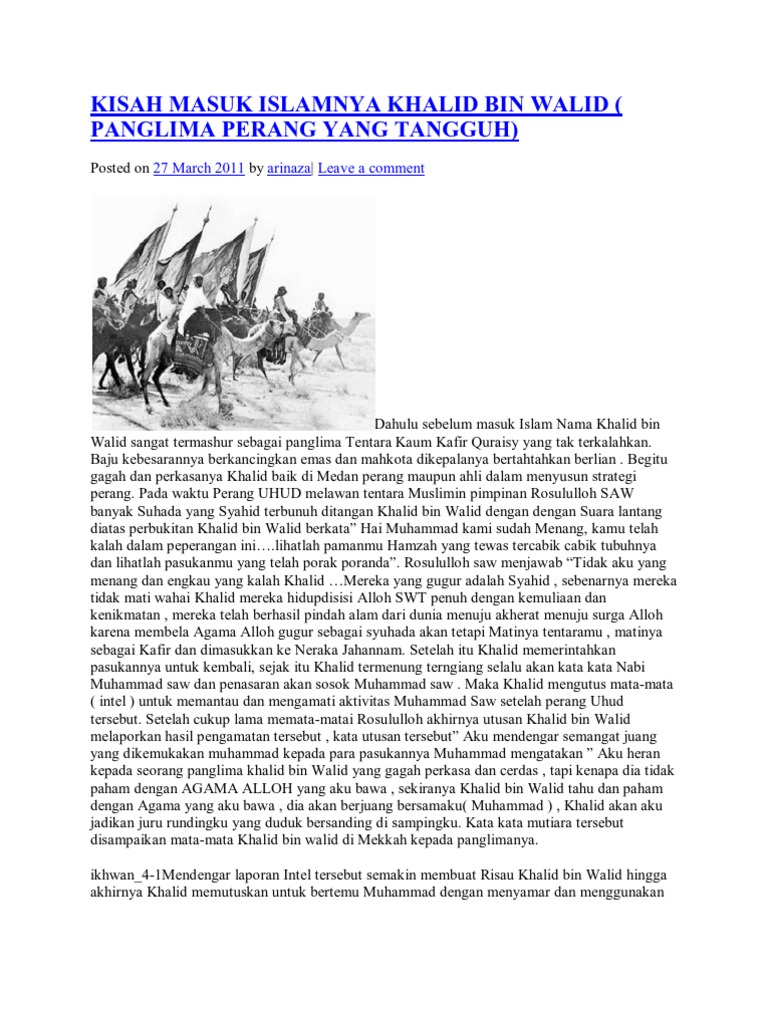 Kisah Masuk Islamnya Khalid Bin Walid | PDF