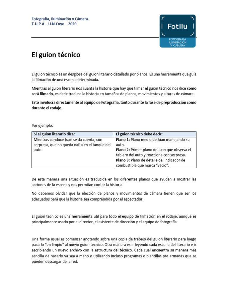 El Guion Técnico | PDF