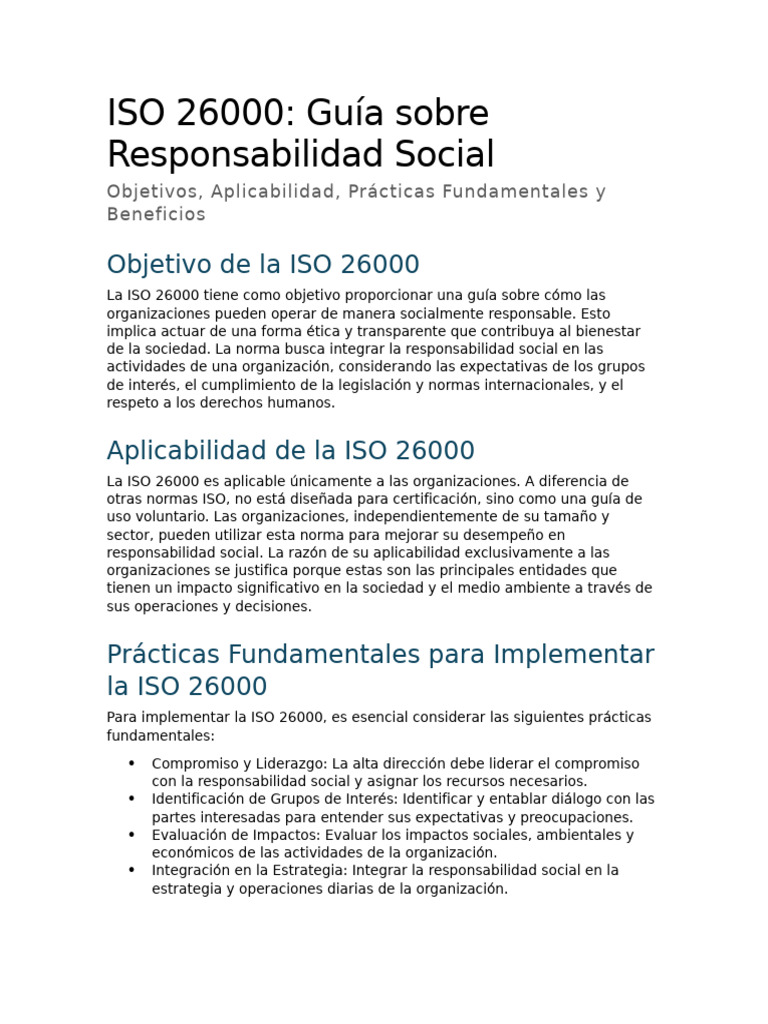 ISO 26000: Guía de Responsabilidad Social | PDF | Sustentabilidad ...