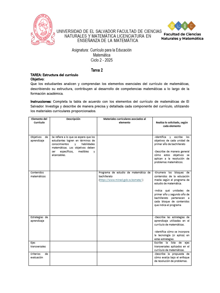 Tarea Dos | PDF | Plan de estudios | Cognición