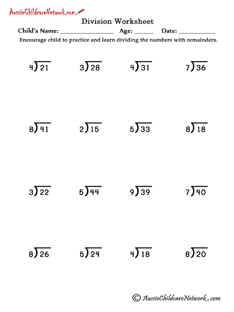 Division Worksheet 2 | PDF