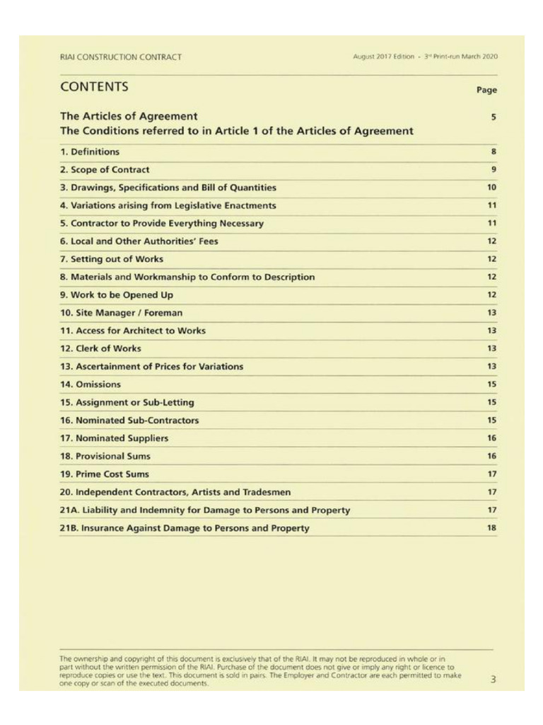 RIAI Yellow Form - 2020 | PDF | Employment | Private Law