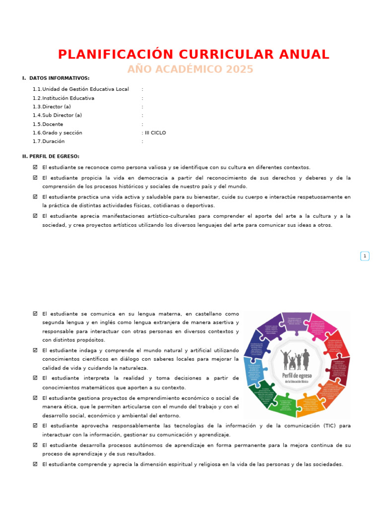 Modelo de Planificación Curricular Anual III | PDF | Alimentos | Aprendizaje