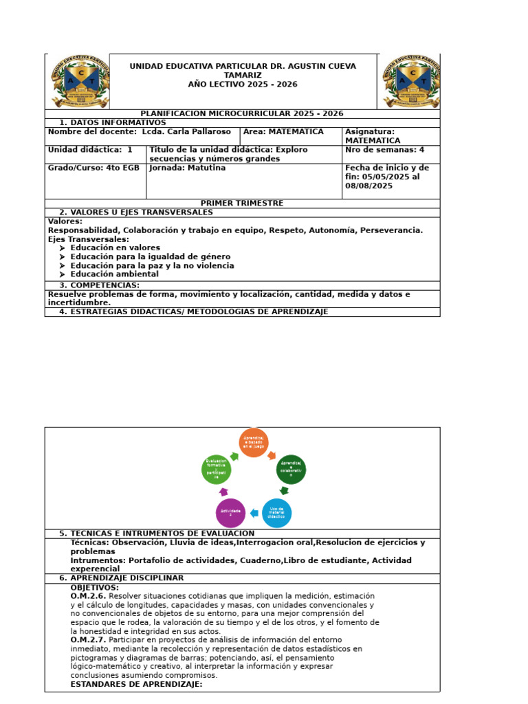 Planificacion Micro | PDF | Evaluación