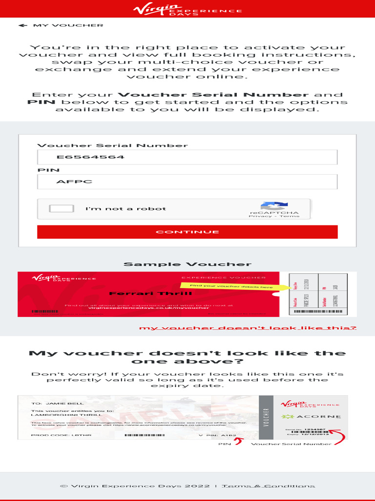 Activate Your Virgin Experience Voucher | PDF