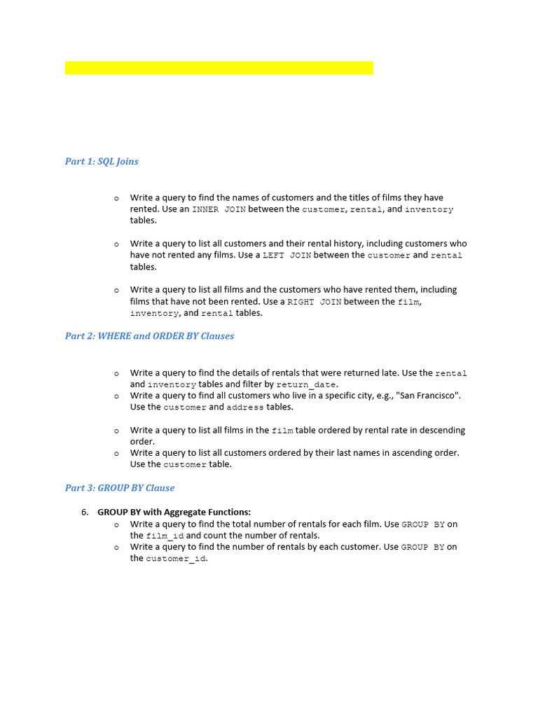 Assignments On SQL With Joins | PDF | Databases | Information Technology Management