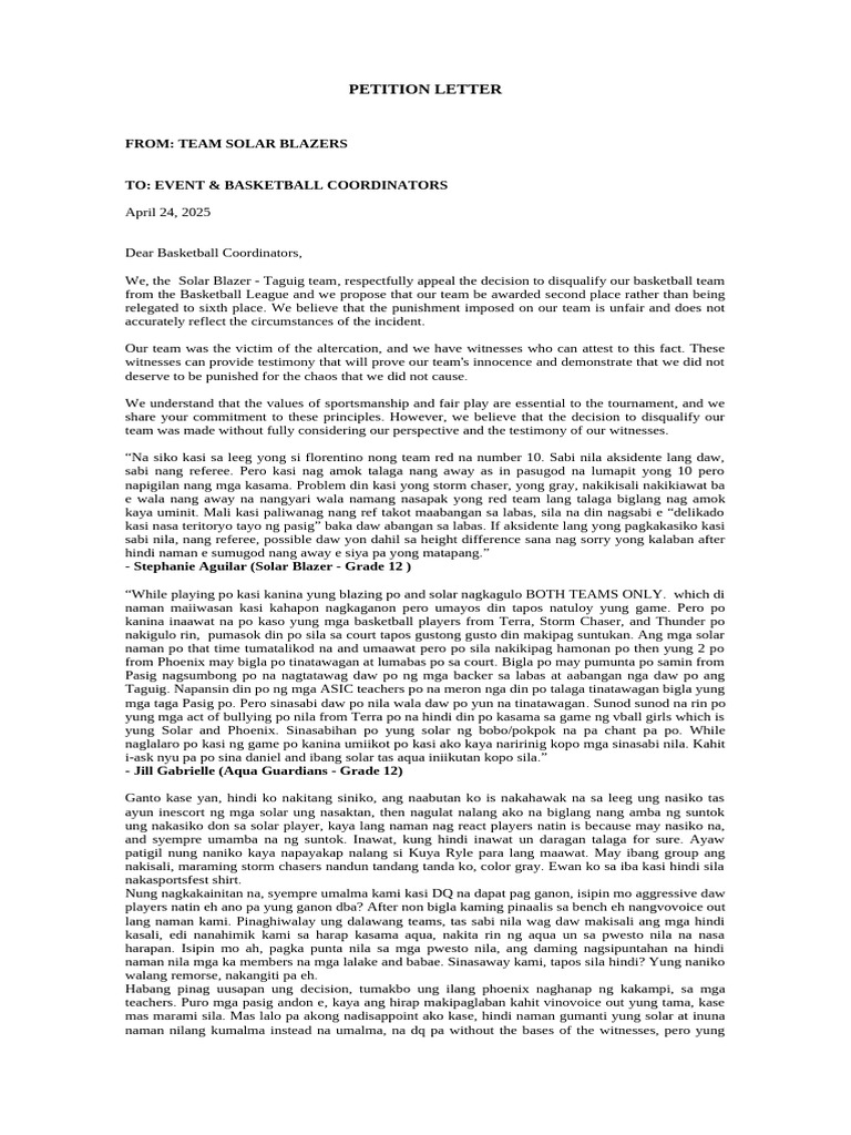 Petition Letter Solar Blazer1 | PDF