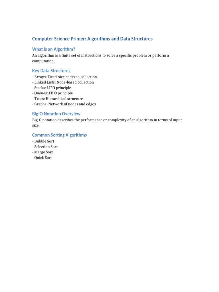 Algorithms Data Structures Primer | PDF