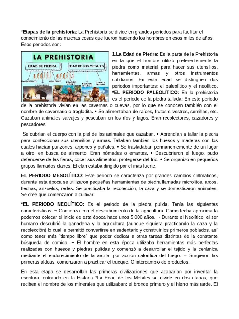 Etapas de la Prehistoria: Resumen | PDF | Neolítico | Arqueología