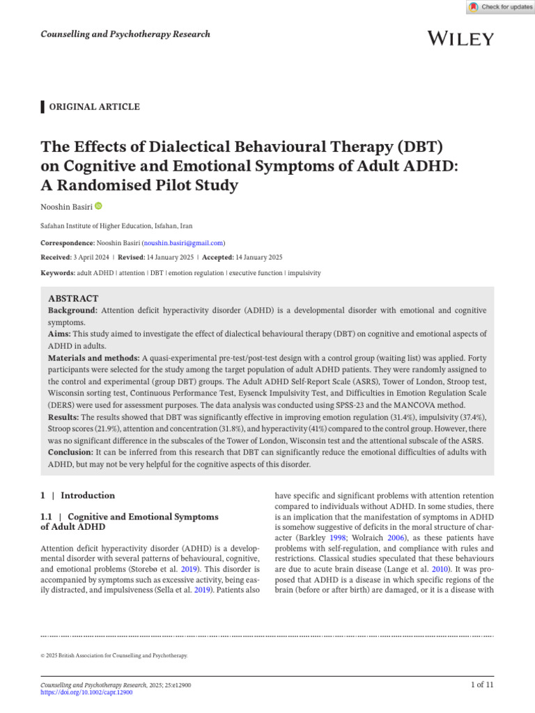 Couns and Psychother Res - 2025 - Basiri - The Effects of Dialectical ...