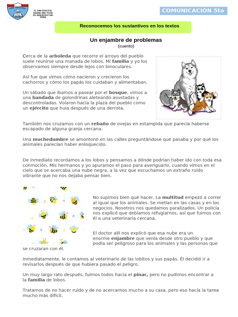 Ficha - Reconocemos El Sustantivo en Textos | PDF