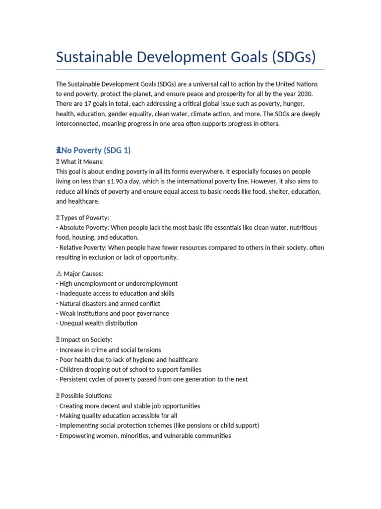 Overview of Sustainable Development Goals | PDF | Malnutrition | Poverty