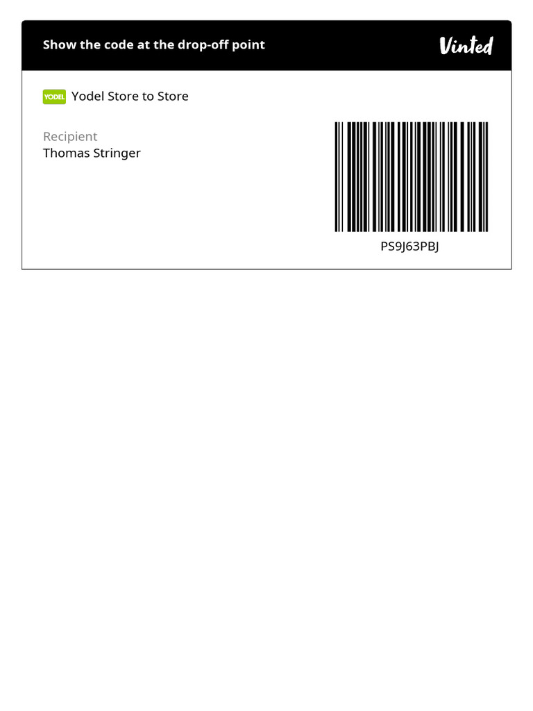 Yodel Store Drop-off Code for Thomas | PDF