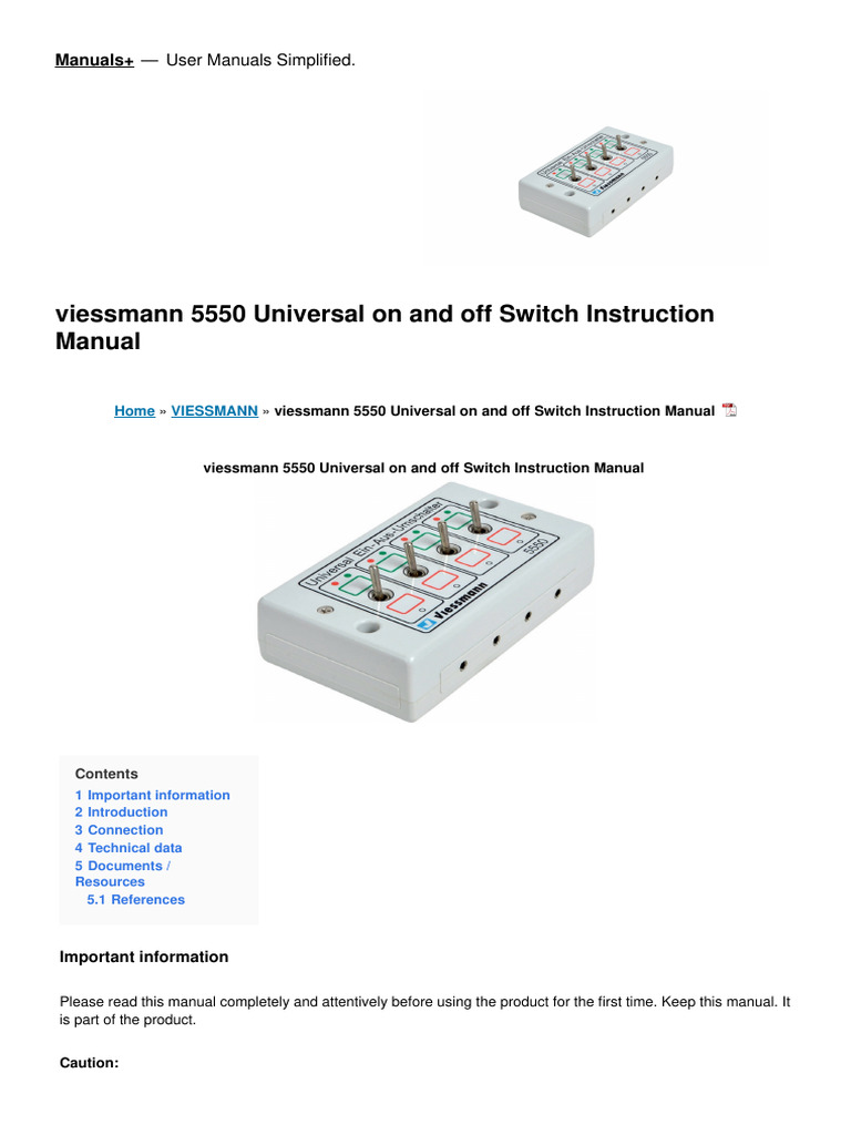 VIESSMANN 5550 - Universal-On-And-Off-Switch | PDF | Switch ...