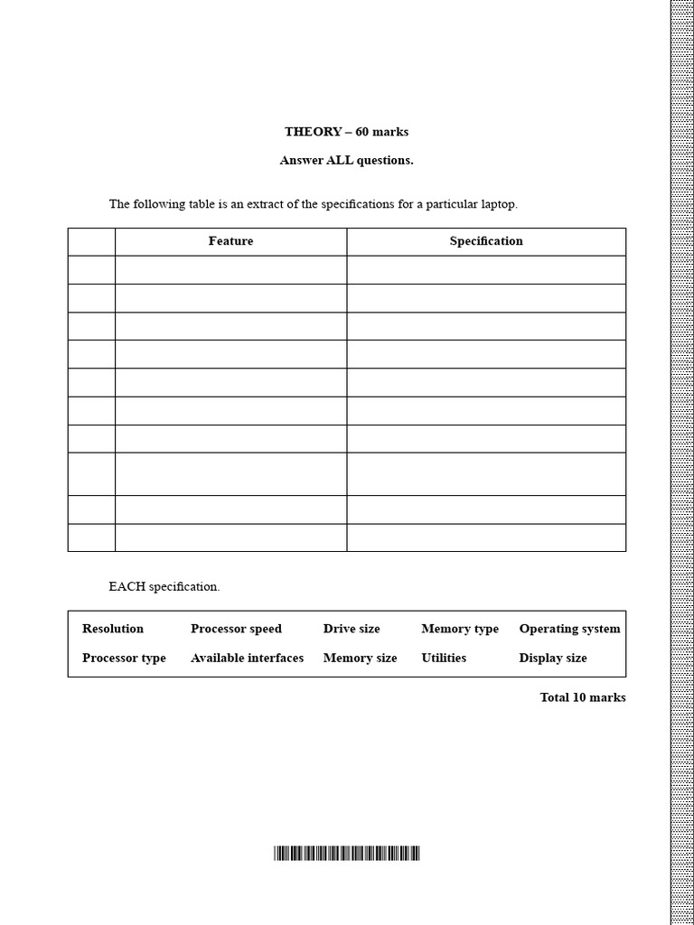 IT Pass Paper Jan 2016 | PDF | Laptop | Computing