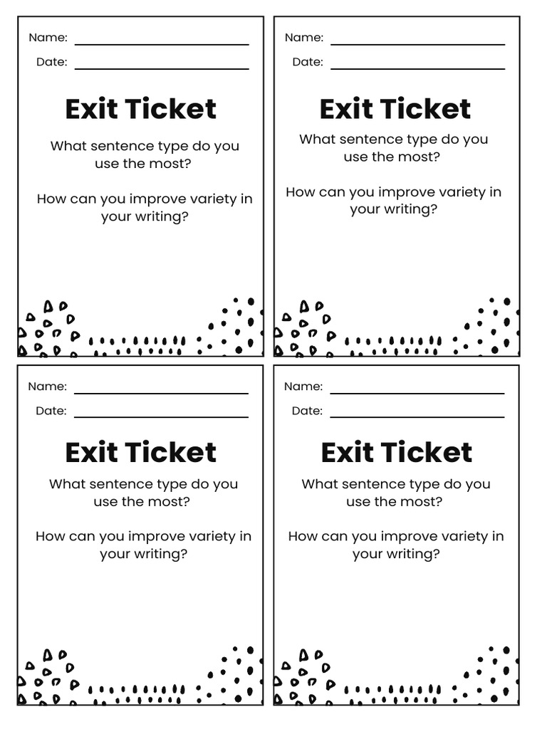 Black and White Strategy Back to School Exit Ticket | PDF