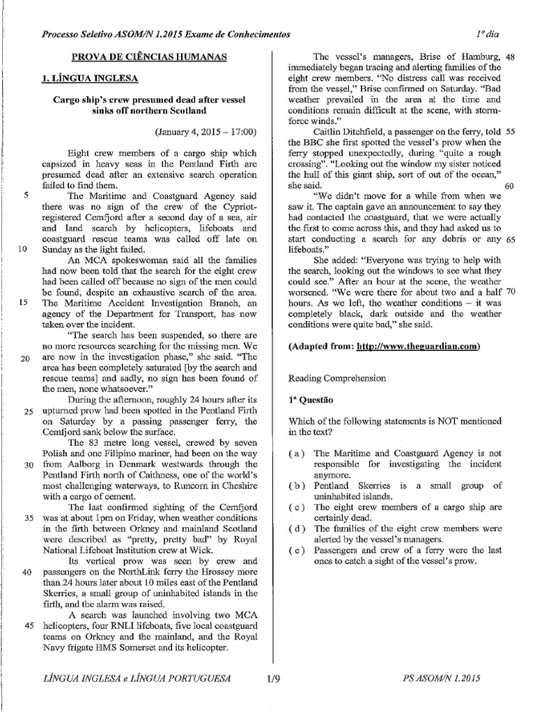 Prova Ciencias Humanas ASON 2015 | PDF