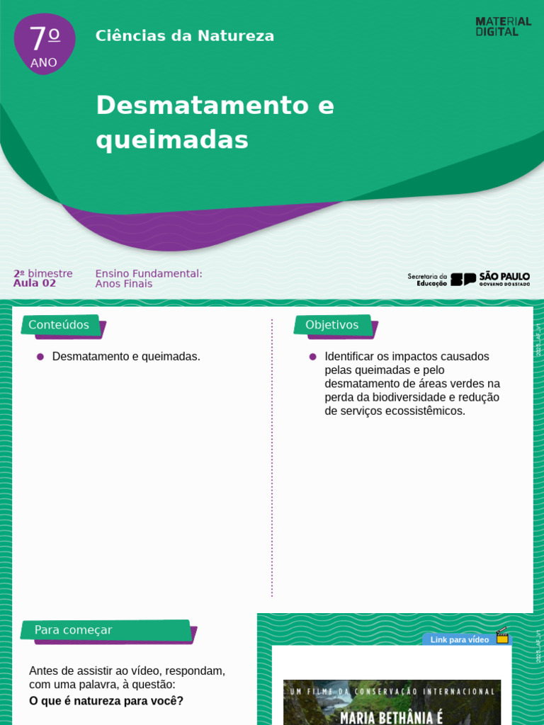 Aula 2 - Desmatamento e queimadas | PDF | Desmatamento | Biodiversidade